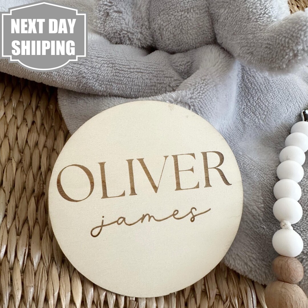 Personalized Wooden Baby Milestone Disc – Custom Engraved With Baby's ...