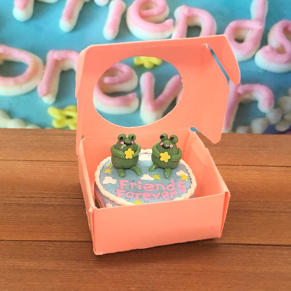Tiny Cutest Frog Cake Miniature Polymer Clay Frogs Friends | Etsy