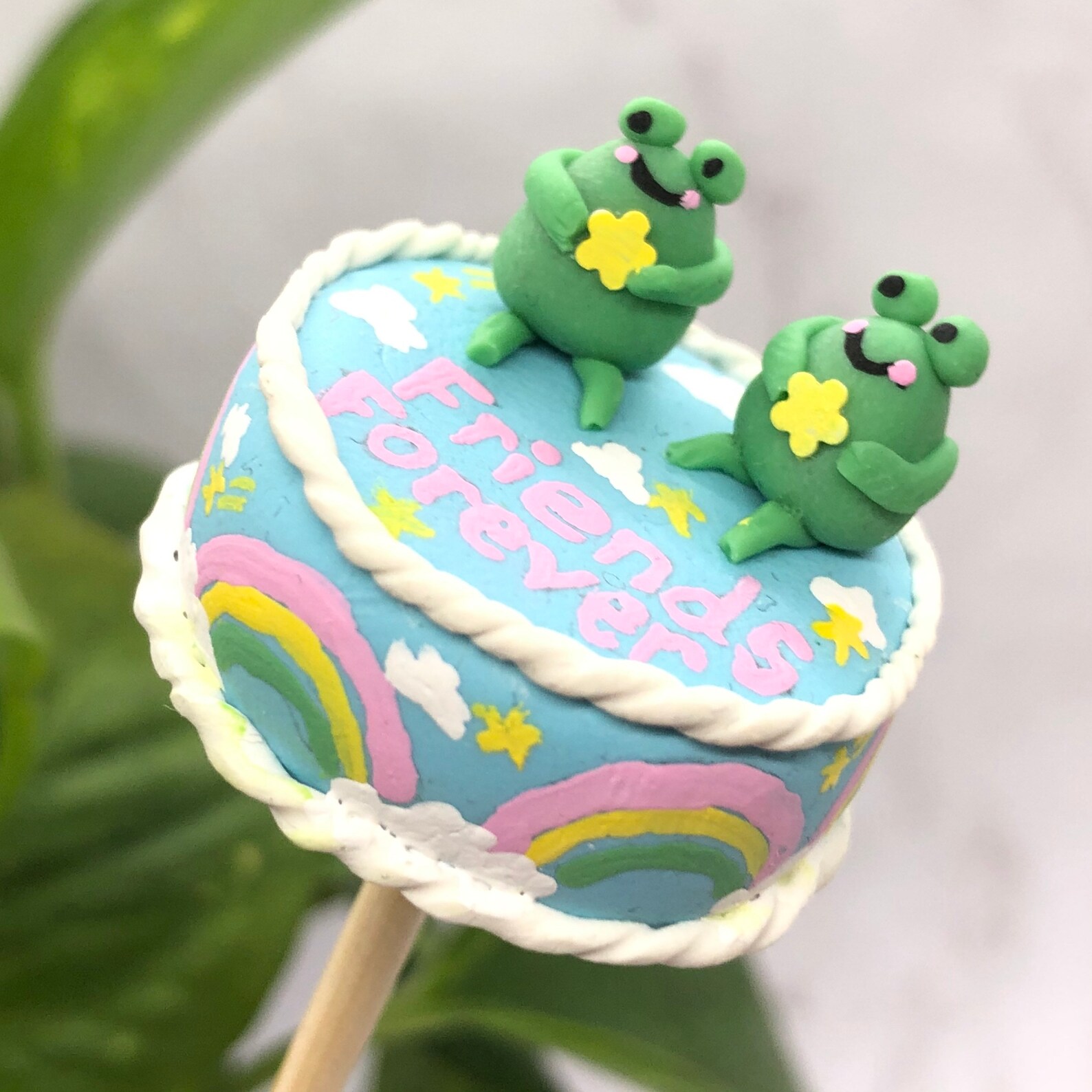 Tiny Cutest Frog Cake Miniature Polymer Clay Frogs Friends - Etsy