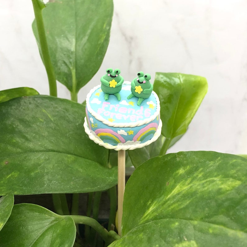 Tiny Cutest Frog Cake Miniature Polymer Clay Frogs Friends | Etsy