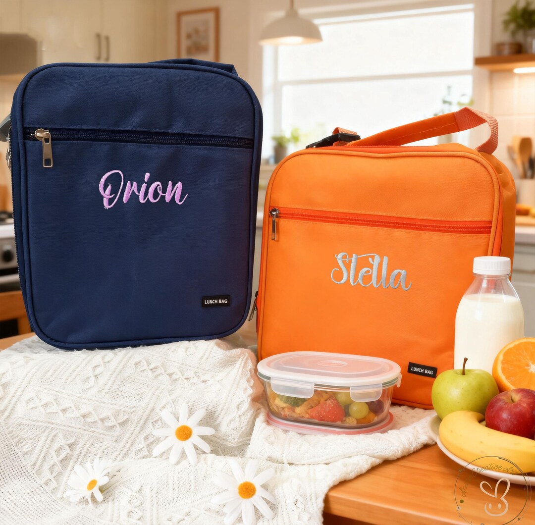 Custom Embroidered Name Insulated Lunch Bag - Personalized Tote Box for ...