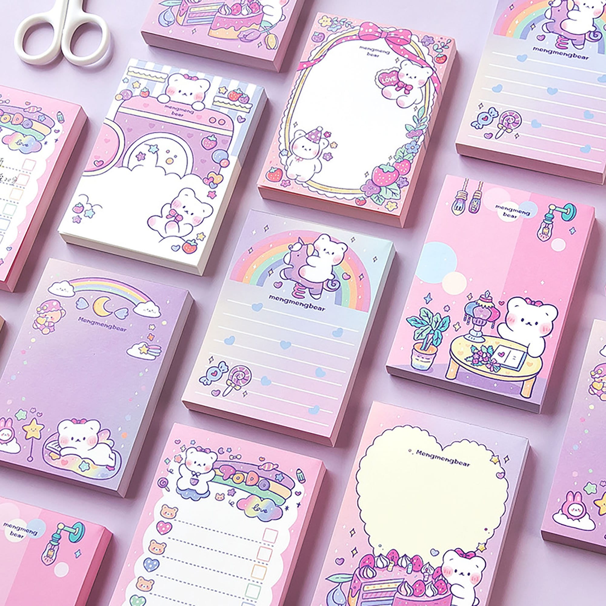100pcs Cute Memo Pads Set Kawaii Notepads Set Japanese Memo - Etsy