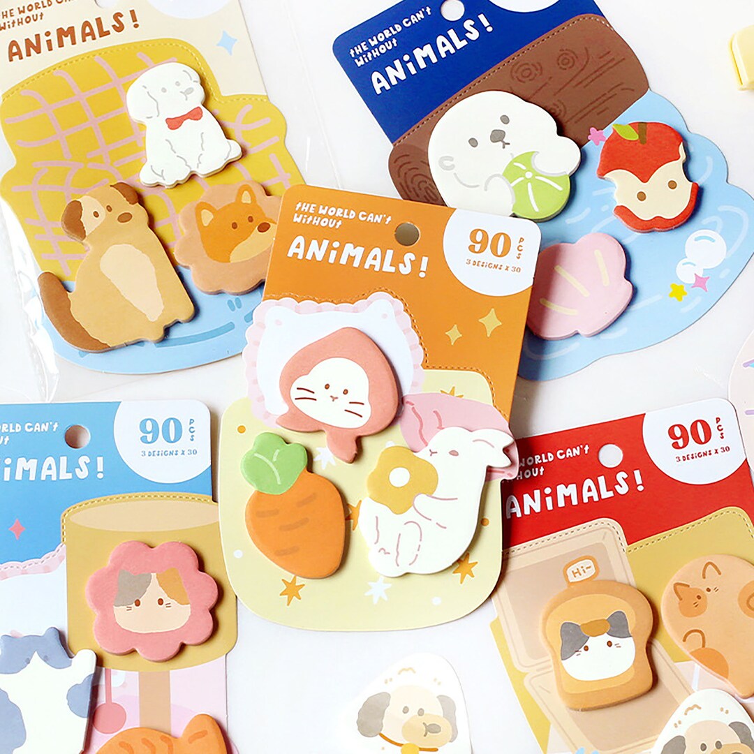 Cute Cartoon Cat Dog Sticky Notes Kawaii Animals Memo Pad - Etsy