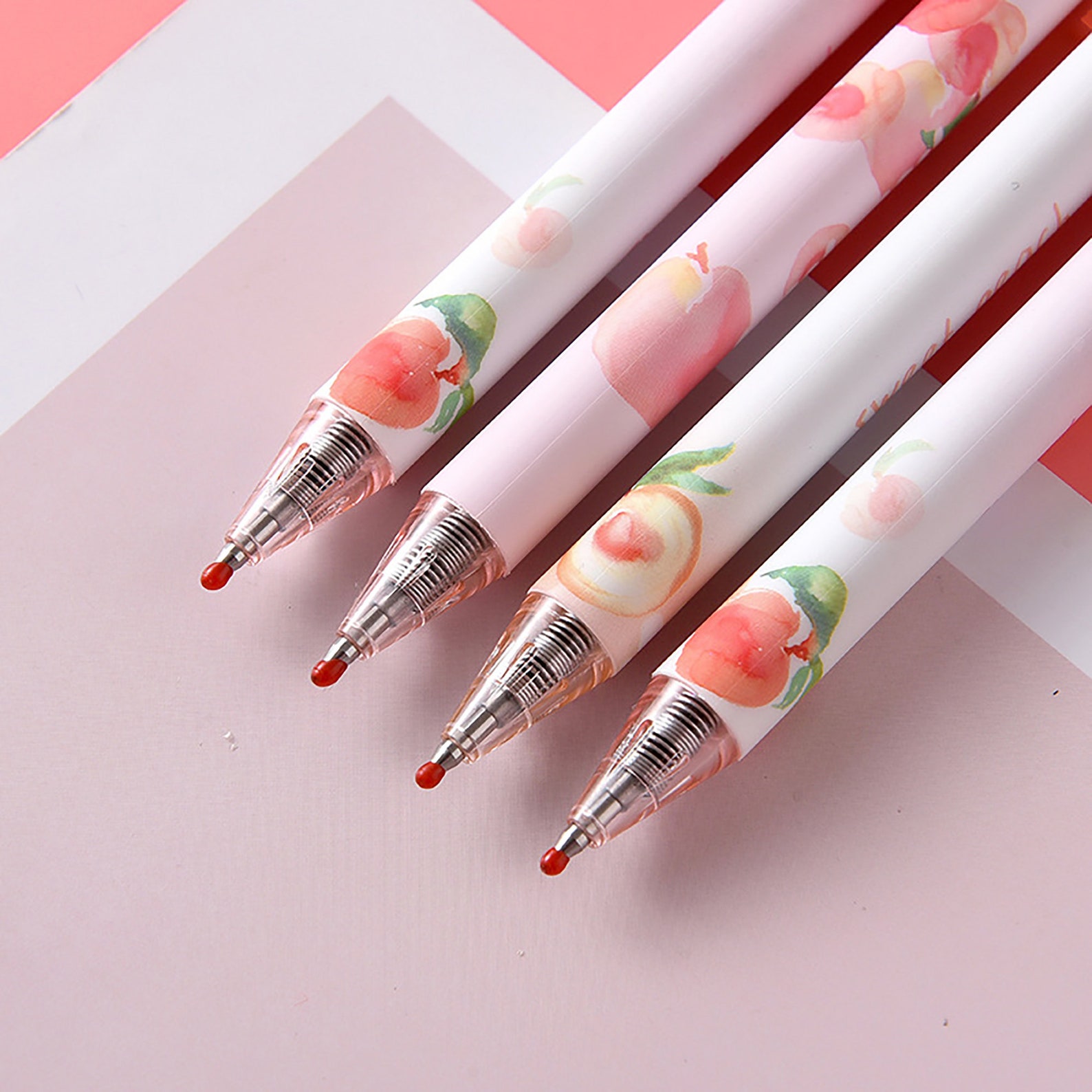 4pcs/set Kawaii Peach Pink Gel Pens 0.5mm Cute Stationery | Etsy