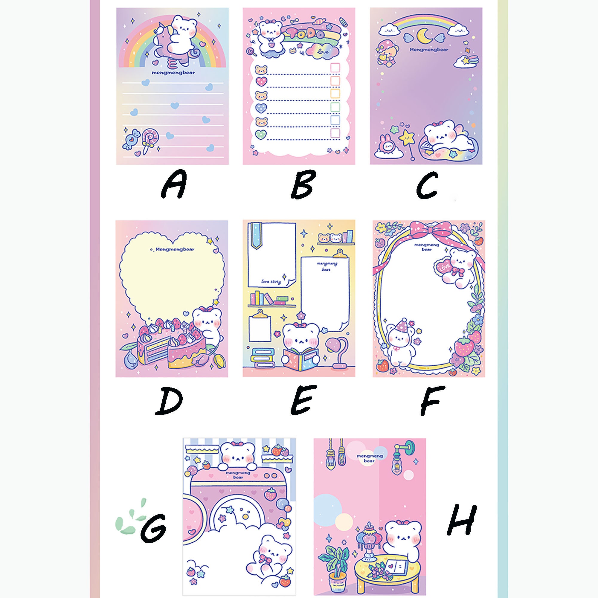 100pcs Cute Memo Pads Set Kawaii Notepads Set Japanese Memo - Etsy