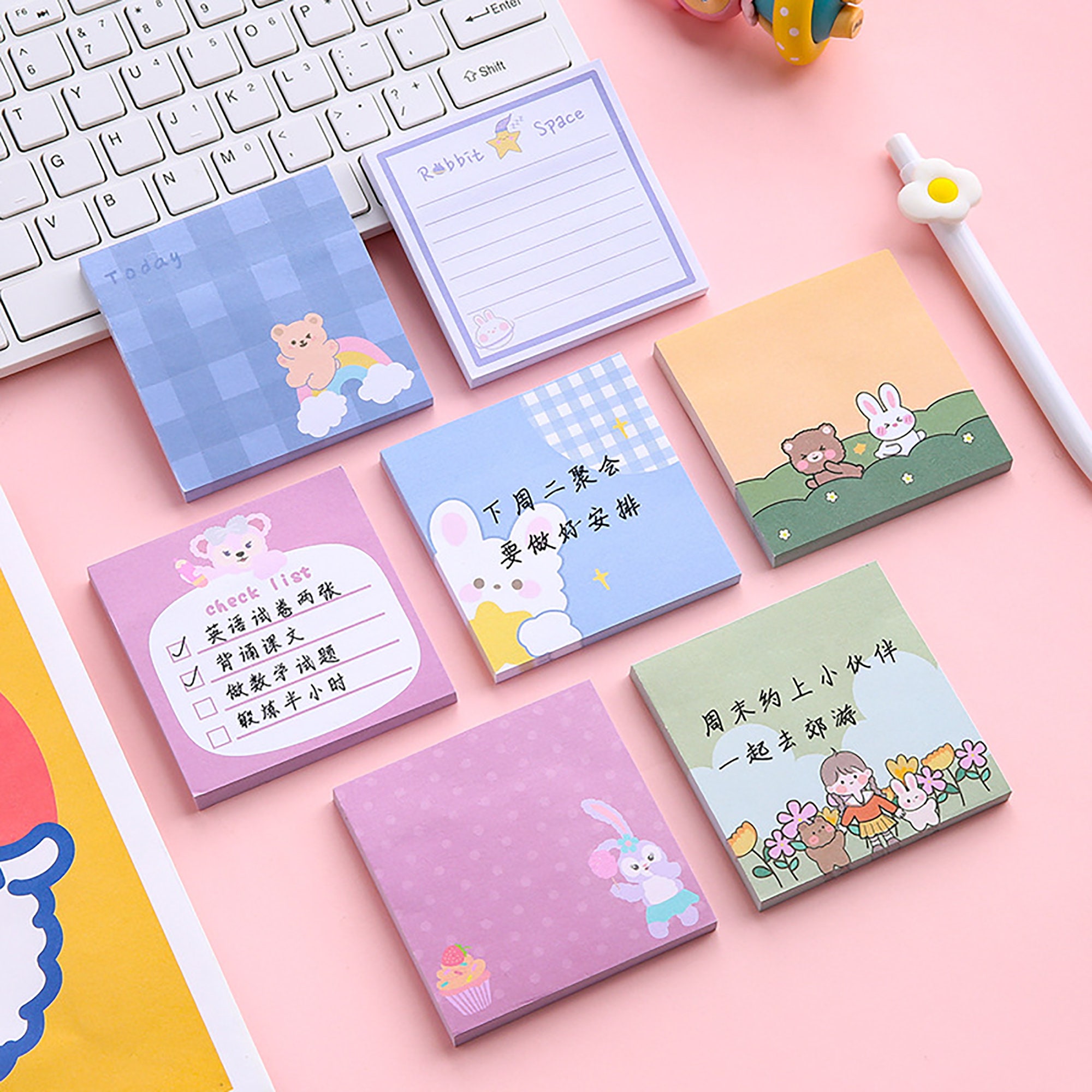 80PCS Kawaii Memo Pads Cute Cartoon Animals Notepads Set | Etsy