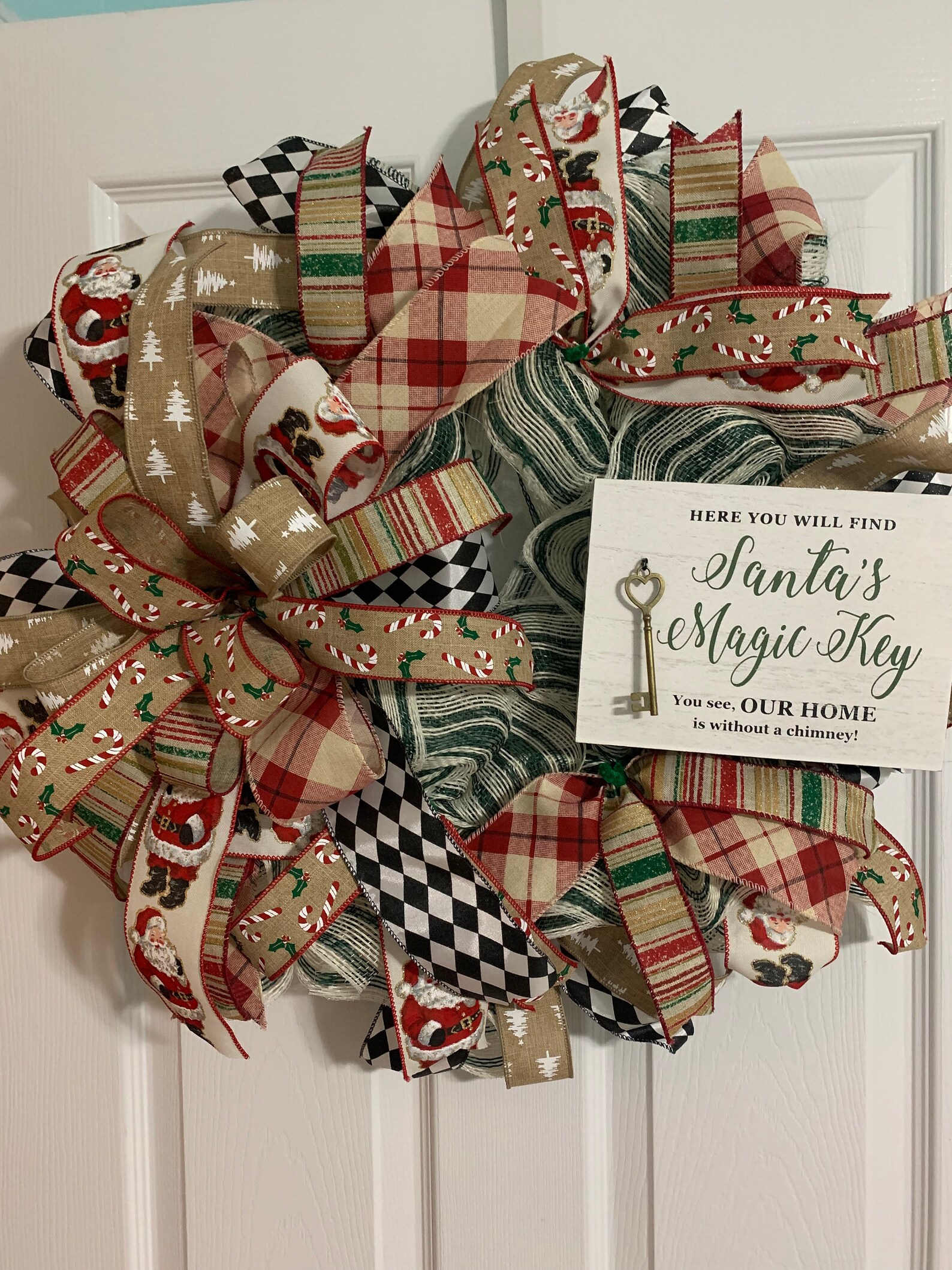 Santa Wreath, Christmas Wreath, Santa's Magic Key Wreath, Handmade ...