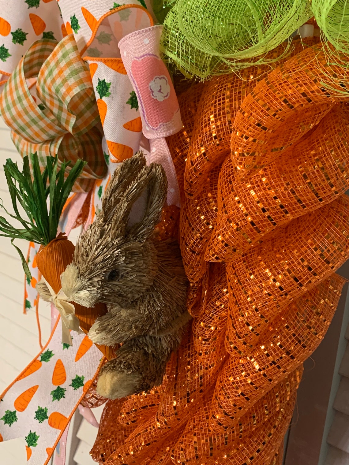 Carrot and Bunny Wreath, Carrot and Bunny Wall Hanging, Spring Wreath ...