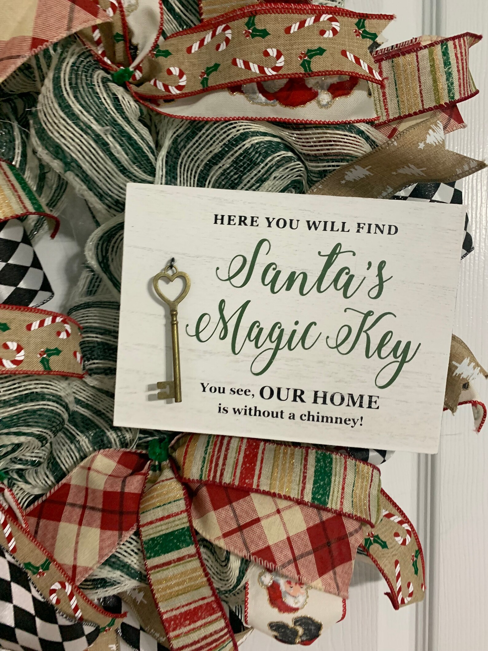 Santa Wreath, Christmas Wreath, Santa's Magic Key Wreath, Handmade ...
