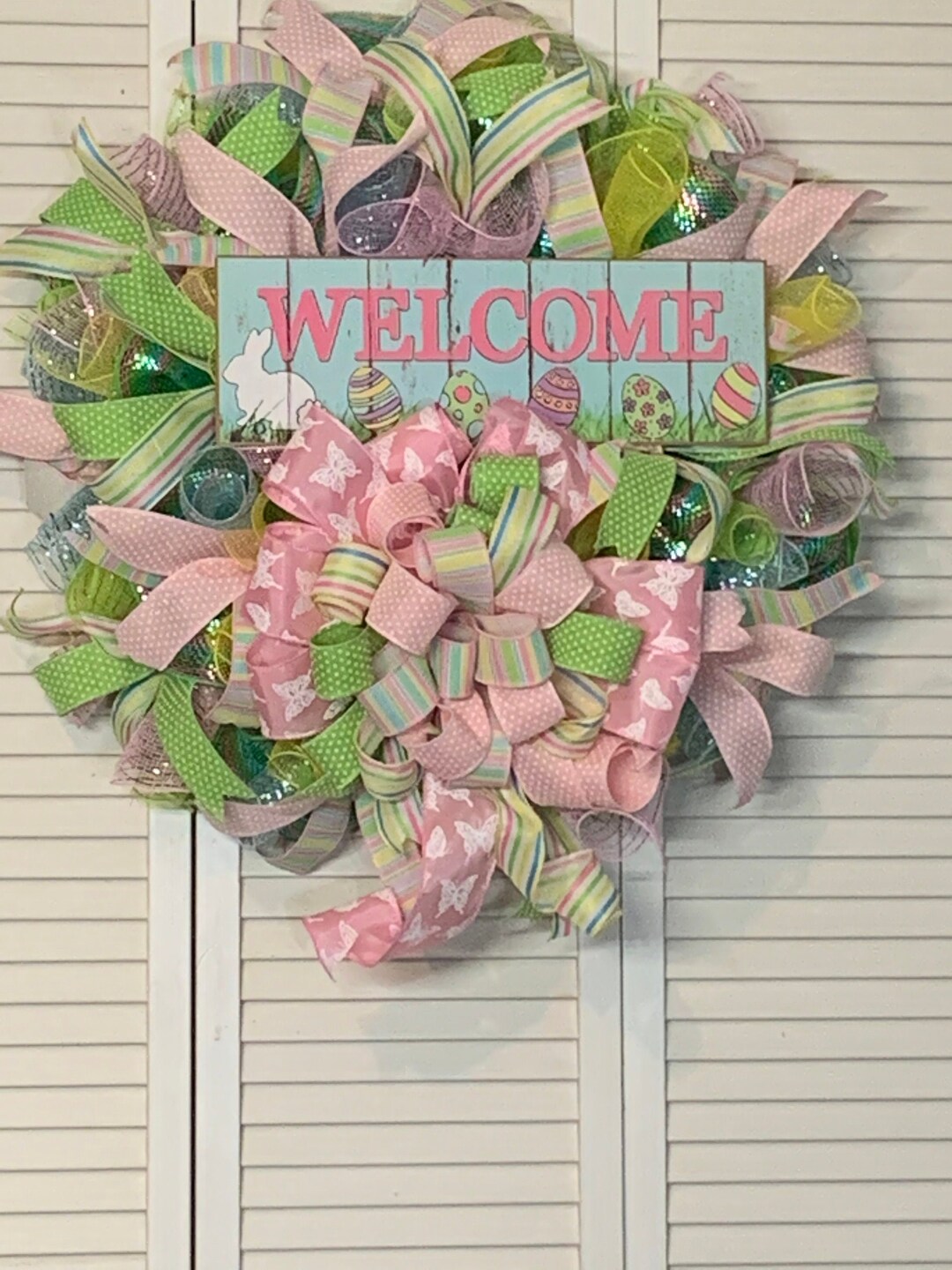 Welcome Spring Wreath, Spring Wreath, Welcome Wreath, Deco Mesh Wreath ...