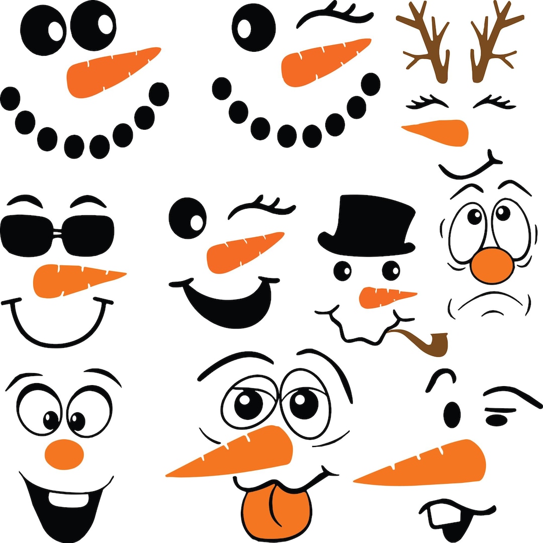 Snowman Faces Svg Png Bundle, Snowman Svg, Christmas Svg, Snowmen Face ...