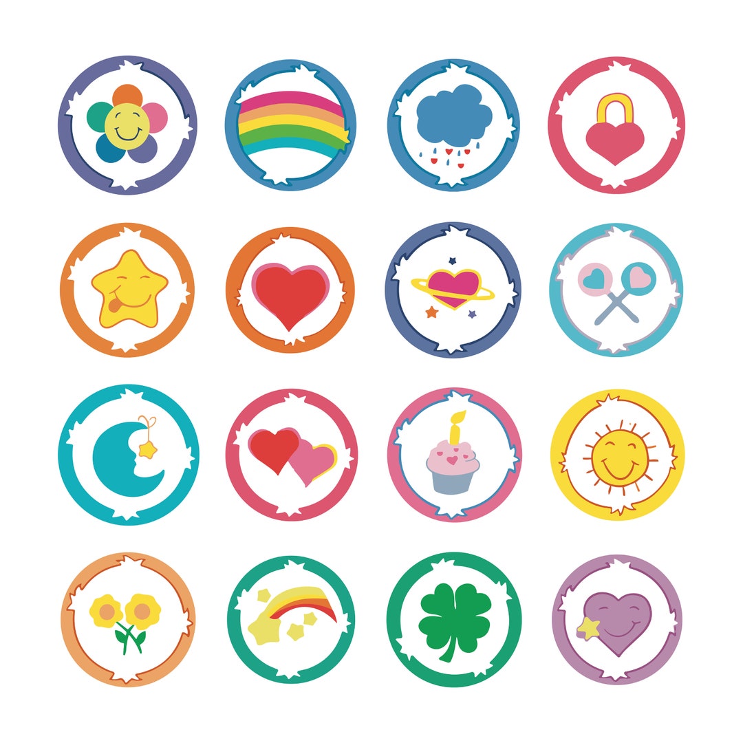 Care Bears Belly Badges Bundle Png-svg,cameo Care Silhouette,care Bears ...