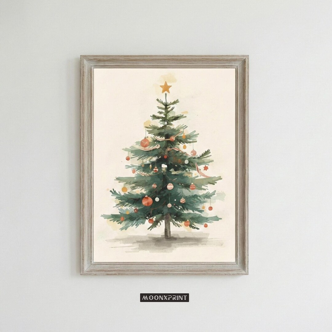 Modern Rustic Christmas Tree Poster | Neutral Xmas Decor | Farmhouse ...