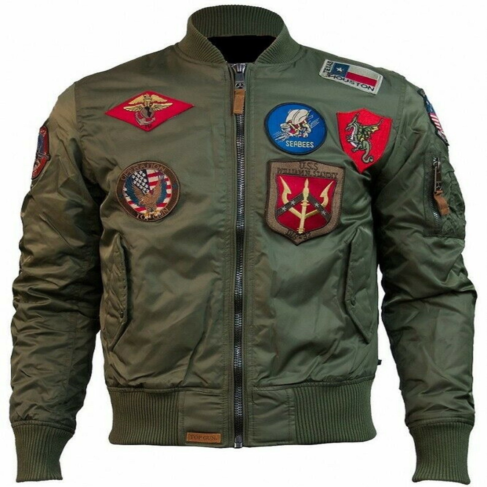 Men Army Green Top Gun Tom Cruise Fighter Jet Pilot Jacket | Etsy