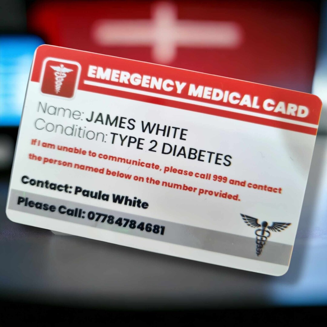 Customisable Medical Awareness Card PVC Personalised Custom Medical ...