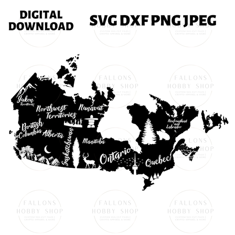 Map of Canada Silhouette SVG Digital Download Canada Day Cut - Etsy Canada