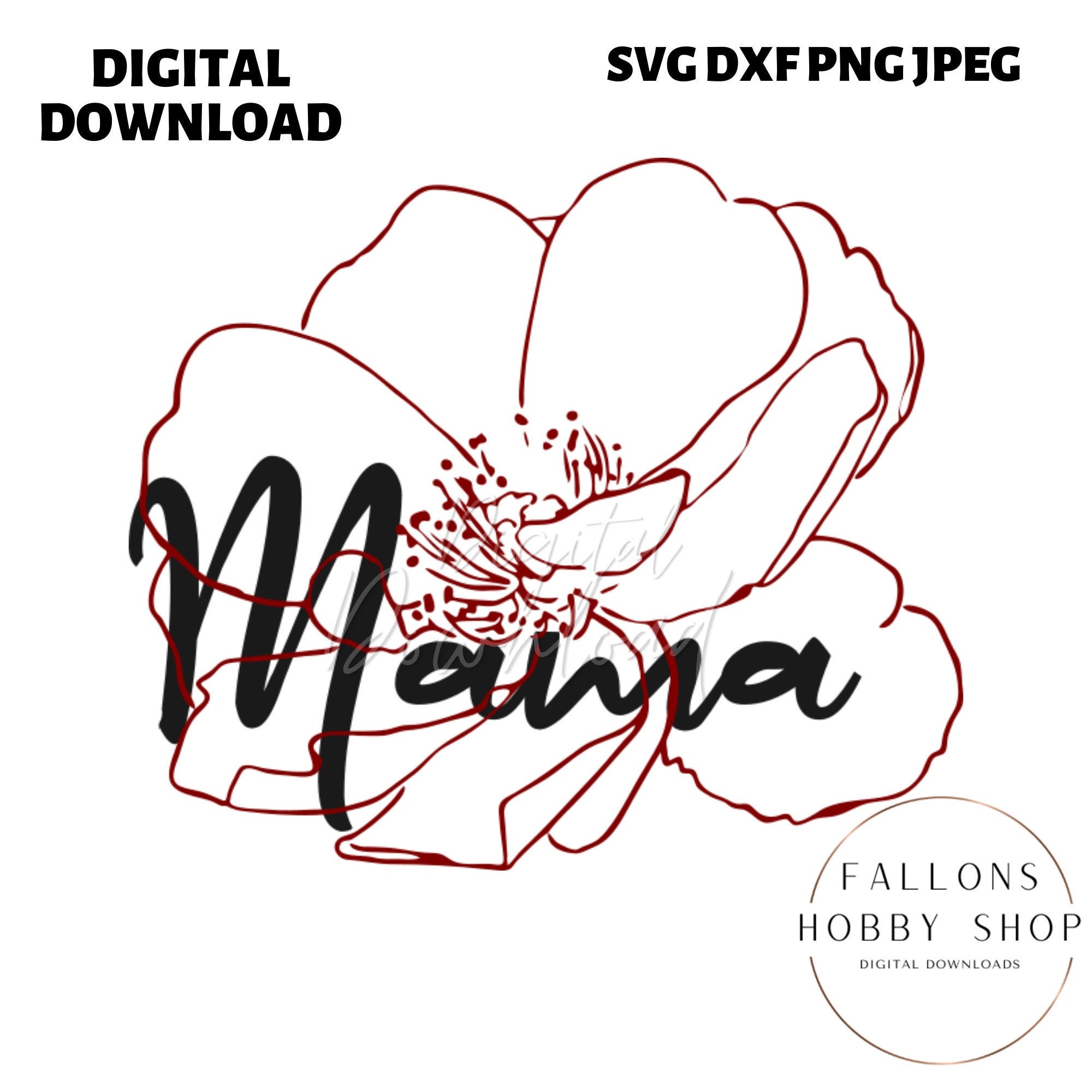 Mama Line Art Flower SVG Digital Download - Etsy UK