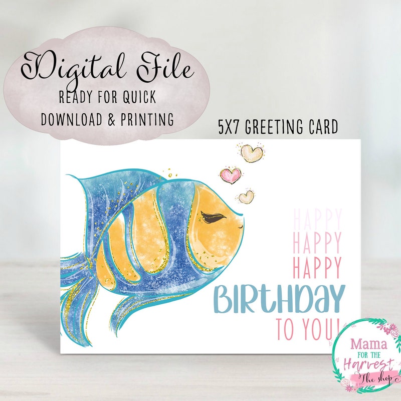 Fish Birthday Card - Etsy