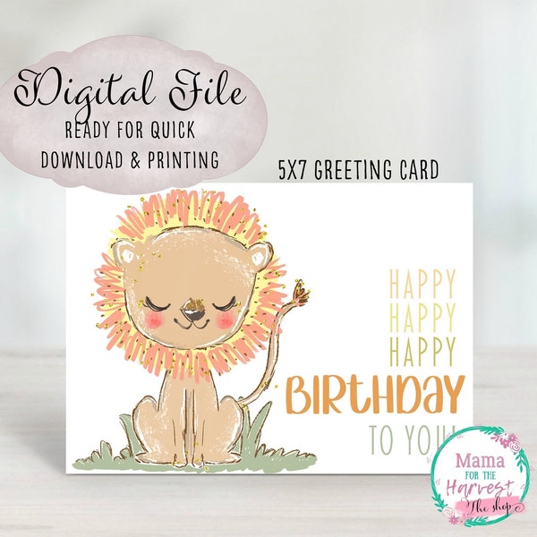 Lion First Birthday Card - Etsy