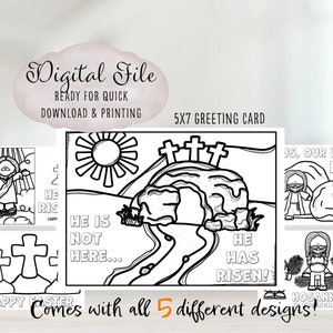 Christian Easter Card Printable, Easter Coloring Card, Church Crafts ...
