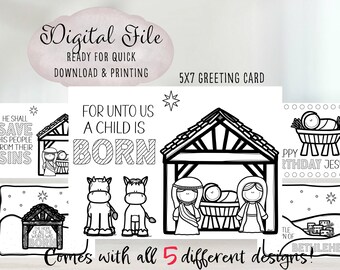 Kids Christmas Coloring Card - Etsy