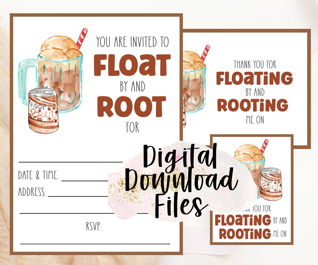 Root Beer Float Party Invitation Printable, Root Beer Graduation Party ...