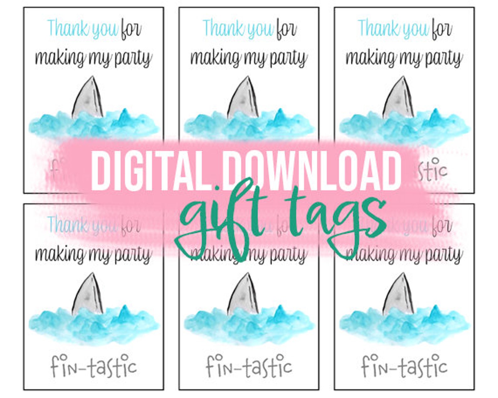 Shark Gift Tags Digital Shark Favor Tags Printable Shark - Etsy