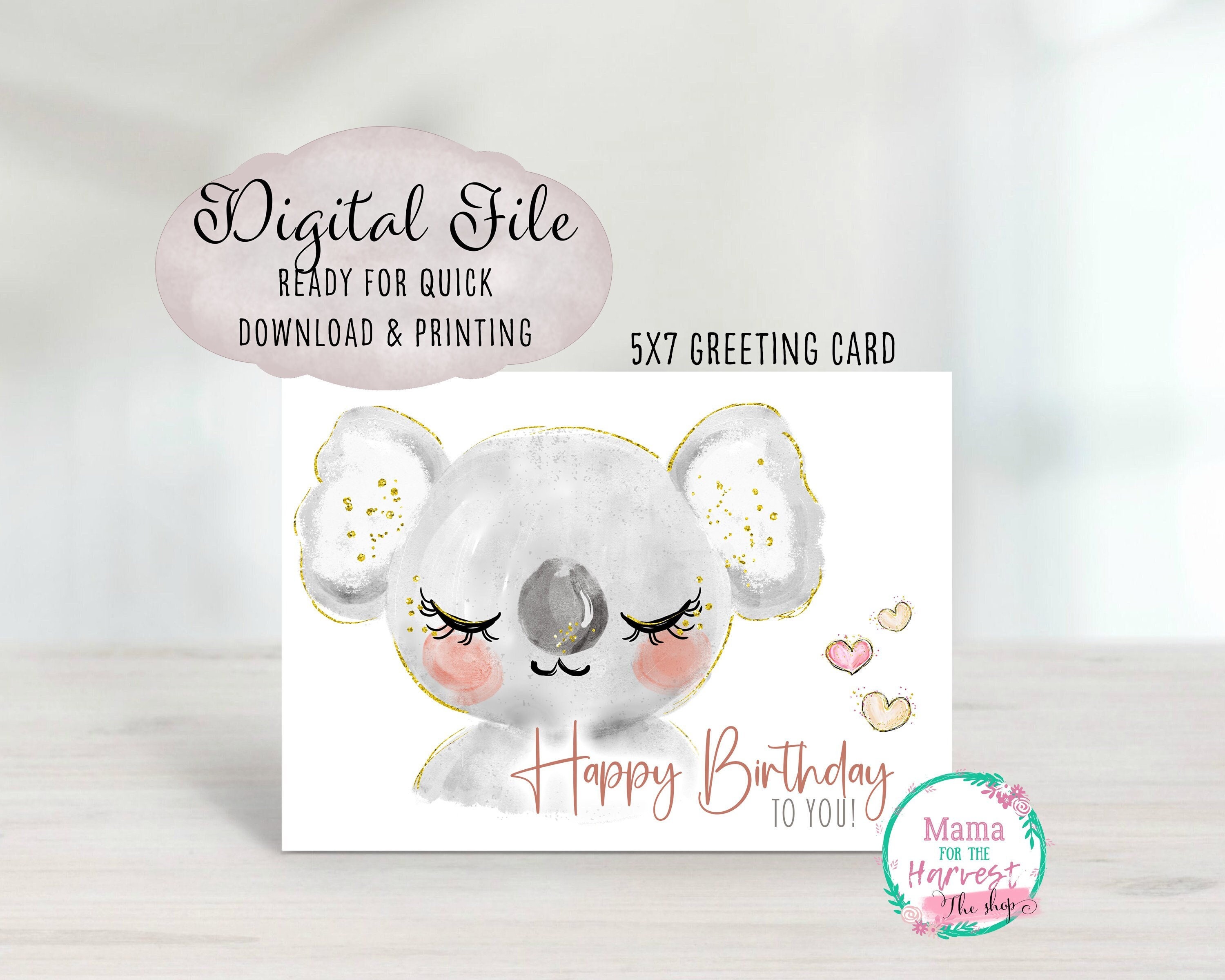 Koala Bear Birthday Card Printable Koala 1st Birthday Card - Etsy