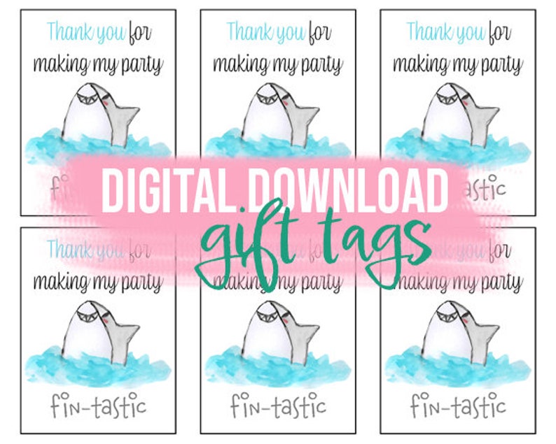 Shark Gift Tags Digital Shark Favor Tags Printable Shark - Etsy