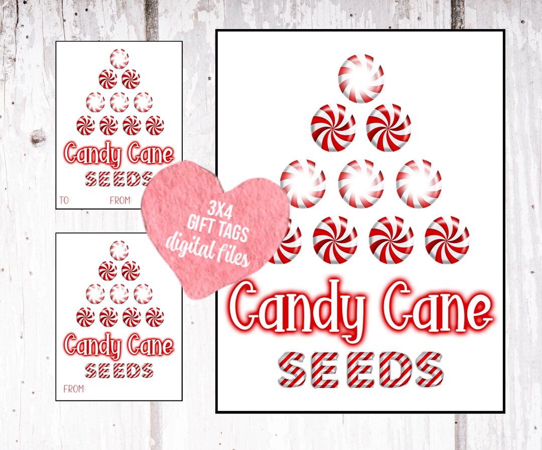 Candy Cane Seeds Gift Tag Printable, Candy Cane Gift Tags Digital ...