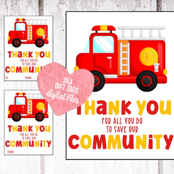 Firefighter Thank You Stickers - Etsy