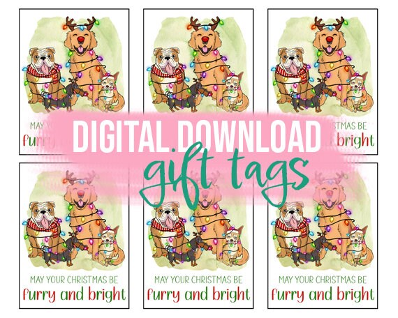 Dog Christmas Gift Tag Printable, Gift Tag for Dog, Dog Holiday Gift ...