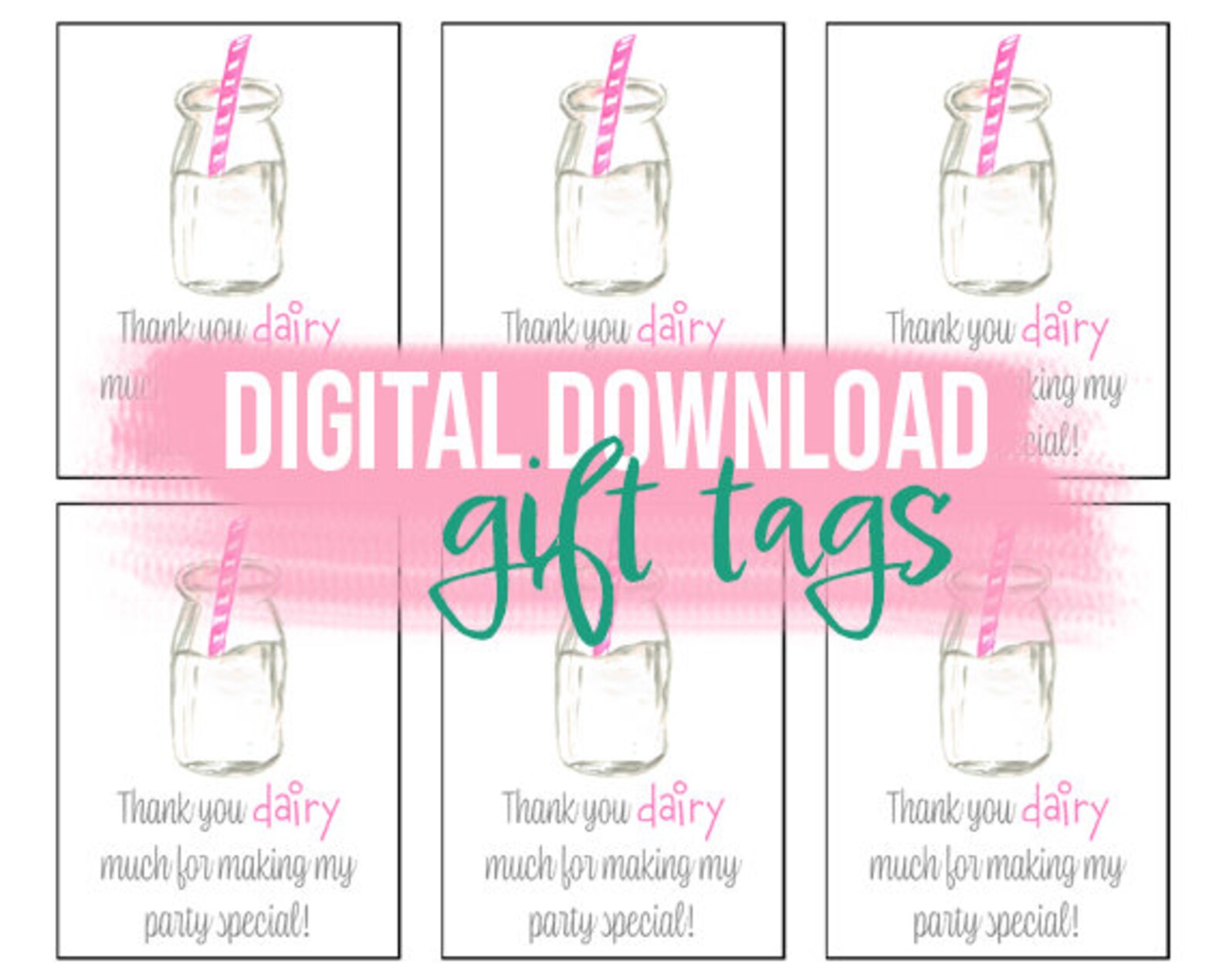 Cow Gift Tags Digital Farm Birthday Printable Cow Thank You - Etsy