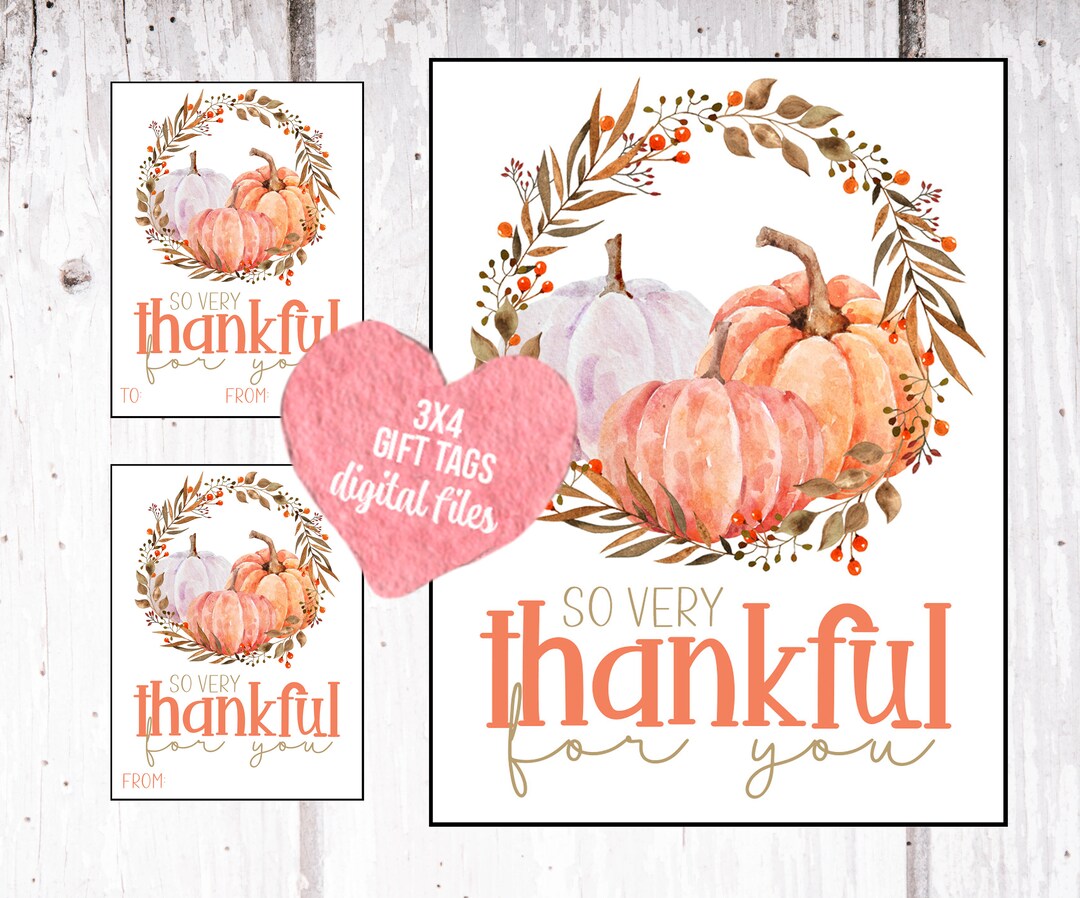 Thanksgiving Gift Tags Printable Thankful for You Tag - Etsy