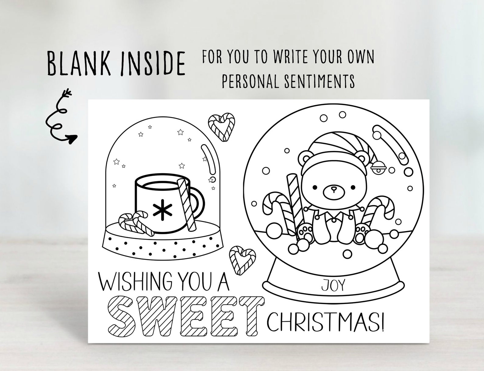 Color Your Own Christmas Cards Printable Christmas Coloring - Etsy