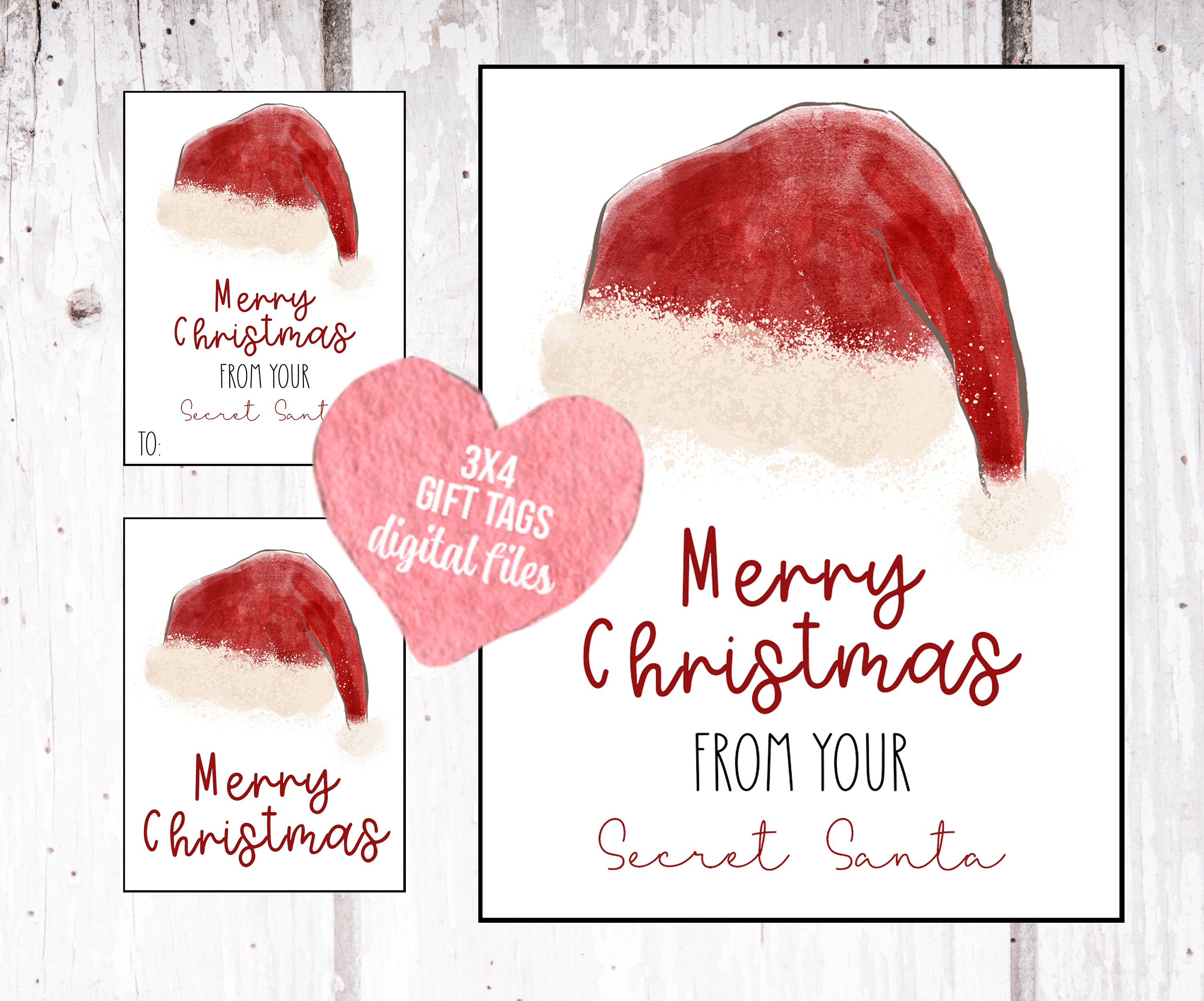 Secret Santa Gift Tags Printable, Secret Santa Printable, Christmas ...