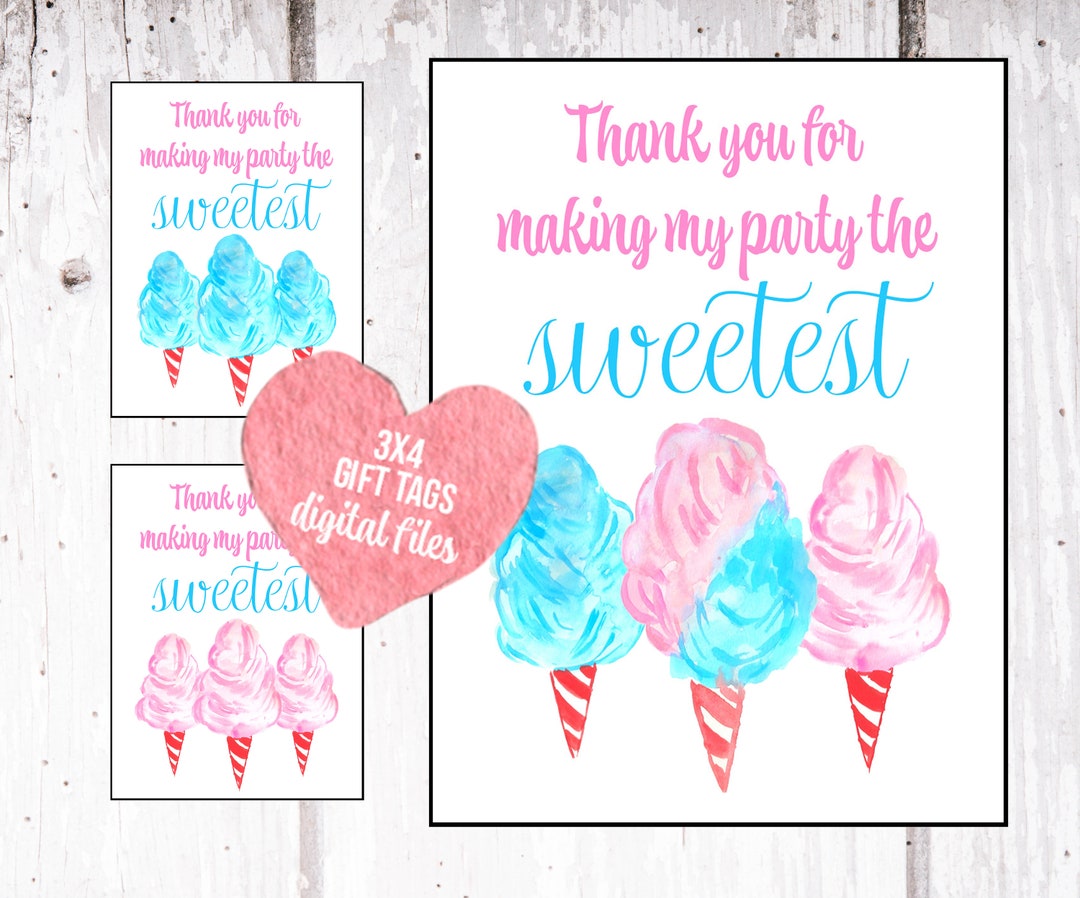 Cotton Candy Printable, Cotton Candy Gift Tags, Cotton Candy Birthday ...