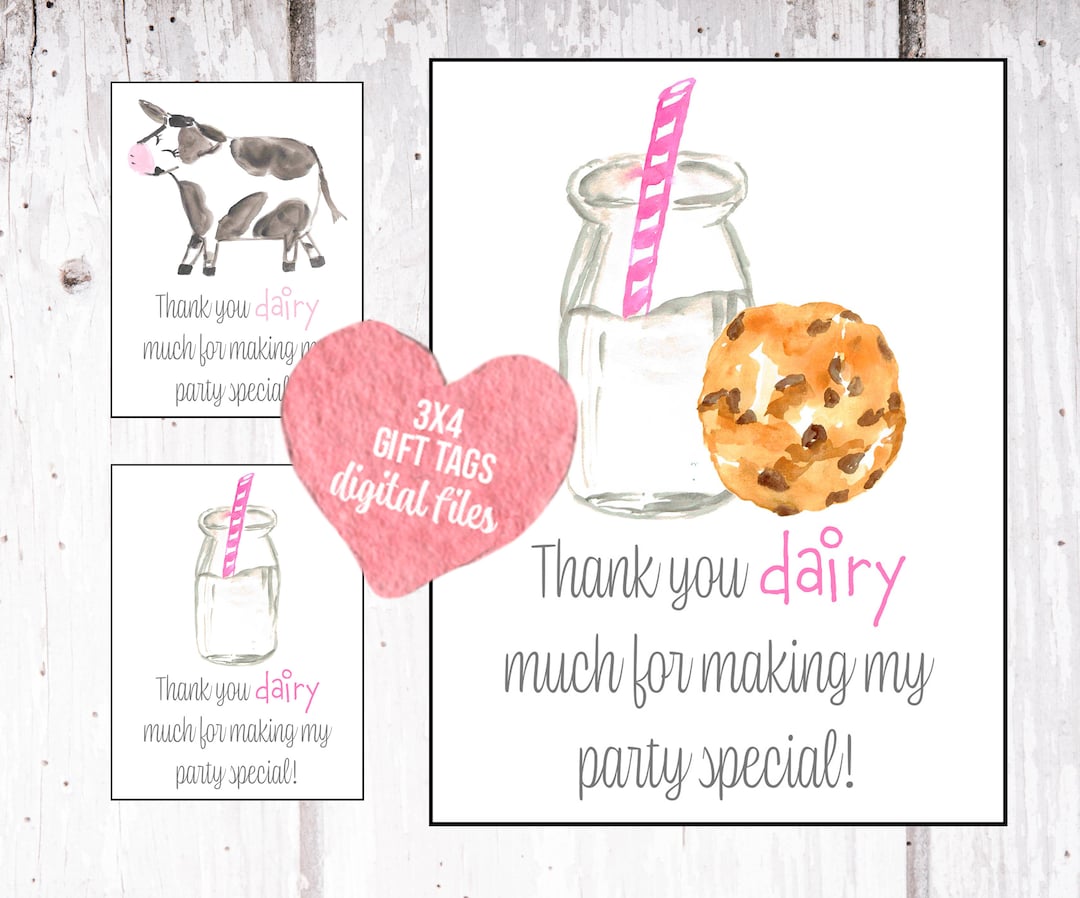 Cow Gift Tags Digital, Farm Birthday Printable, Cow Thank You Tags, Cow ...