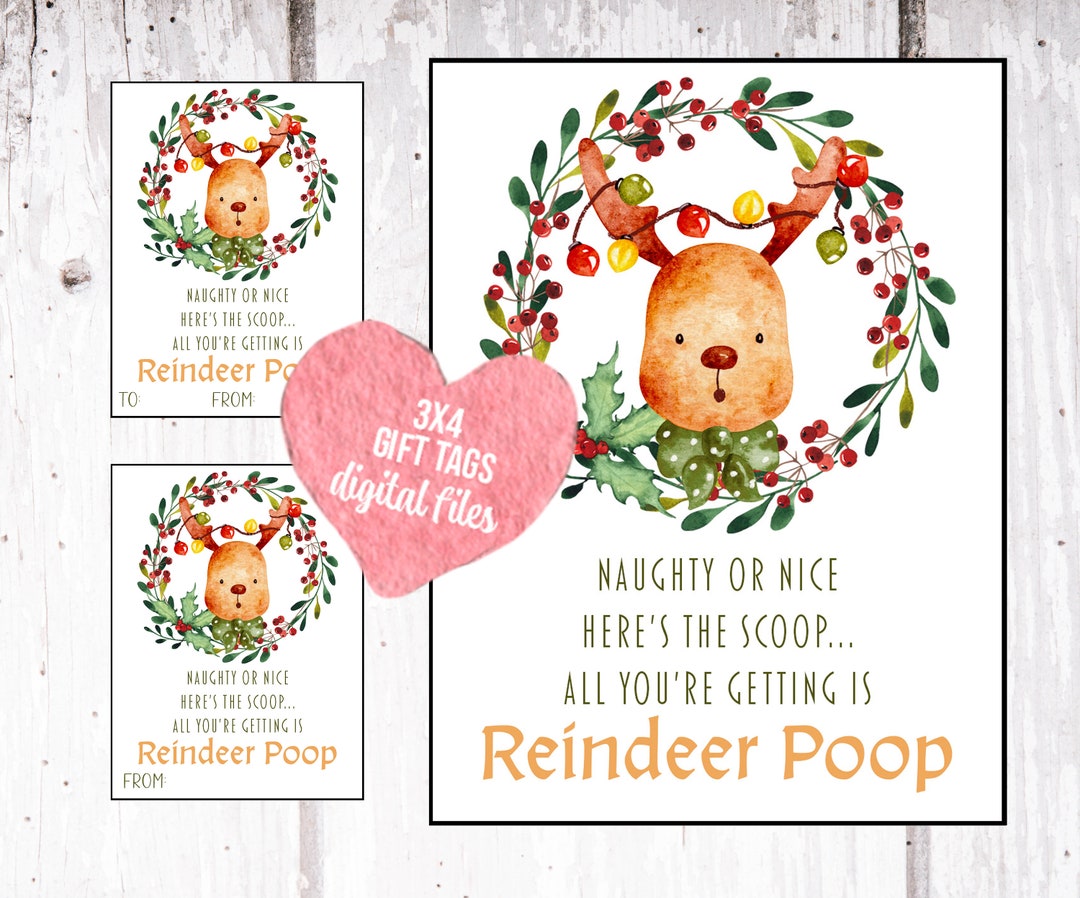 Reindeer Poop Tags Printable Reindeer Gift Tag Reindeer Poop - Etsy