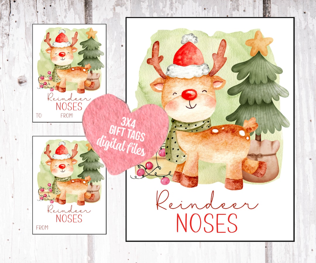 Reindeer Noses Tags Printable, Christmas Gifts to Students, Classmate ...