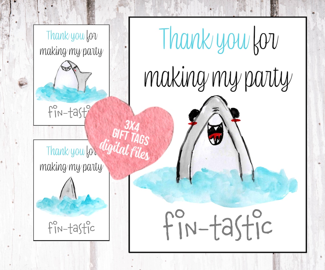 Shark Gift Tags Digital Shark Favor Tags Printable Shark - Etsy