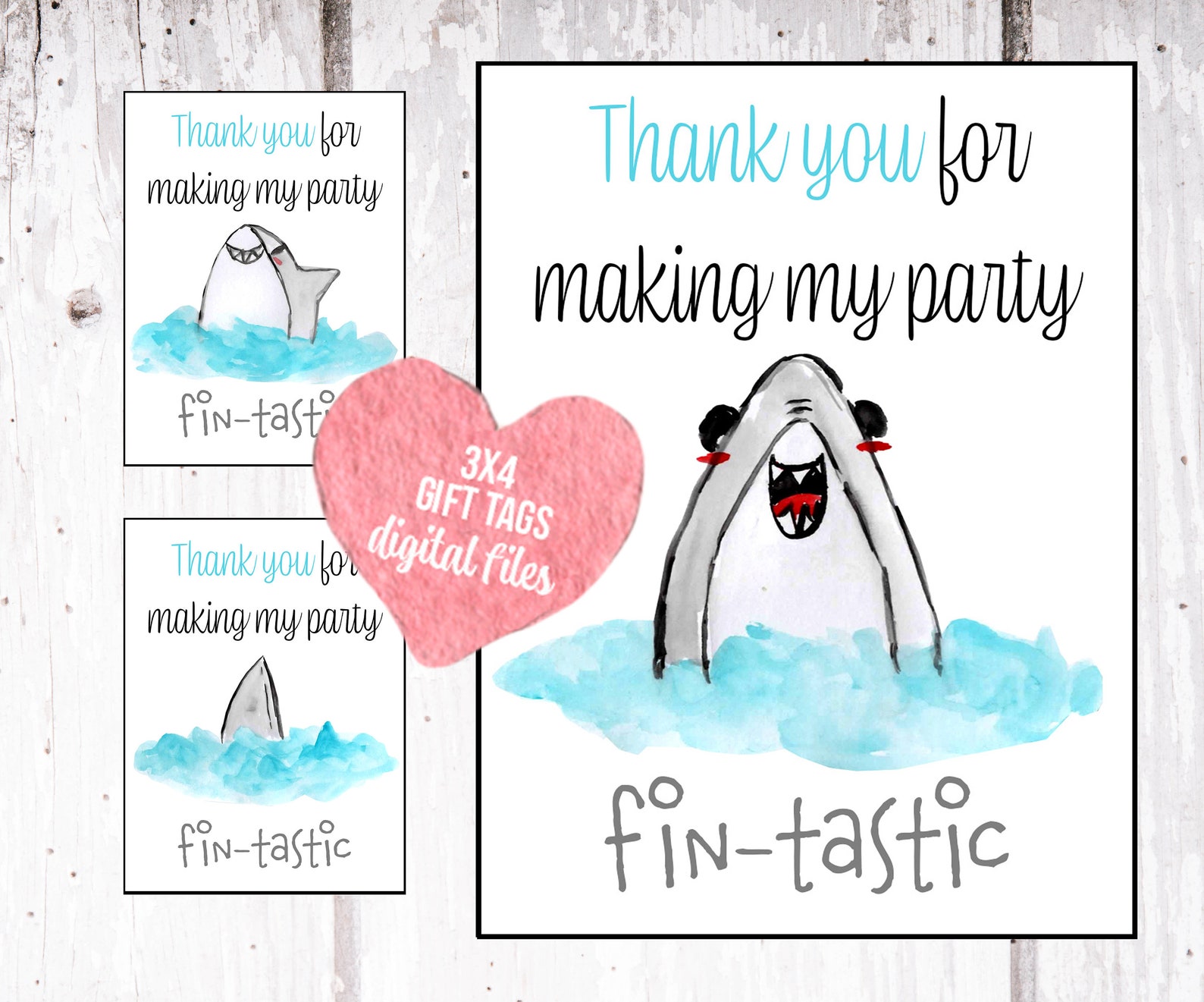Shark Gift Tags Digital Shark Favor Tags Printable Shark - Etsy