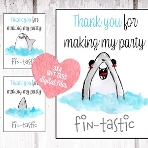 Shark Gift Tags Digital, Shark Favor Tags Printable, Shark Thank You ...