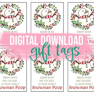 Snowman Poop Tag Printable Reindeer Poop Tag Elf Poop Gift - Etsy