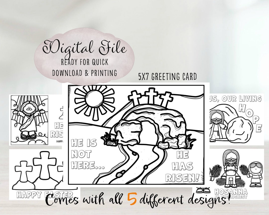 Christian Easter Card Printable, Easter Coloring Card, Church Crafts ...