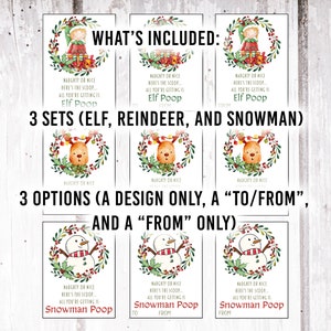 Snowman Poop Tag Printable, Reindeer Poop Tag, Elf Poop Gift Tag, Gift ...