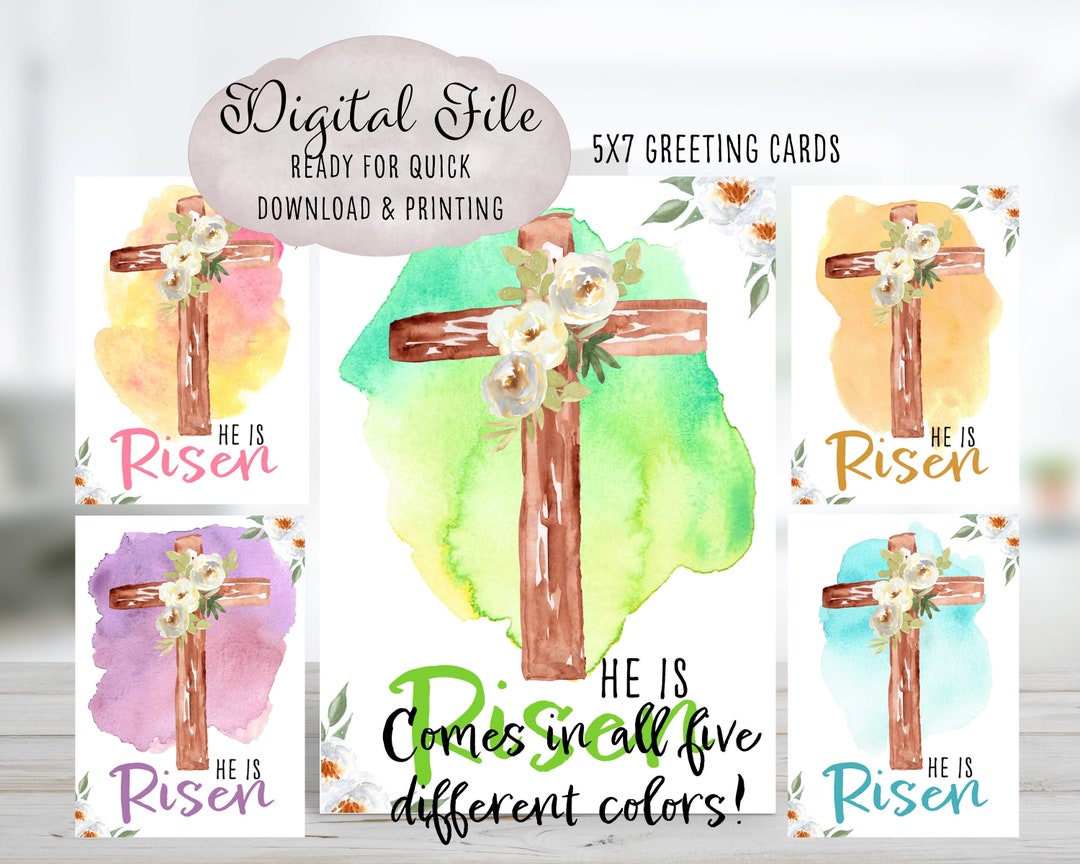 He is Risen Card Printable, Easter Card Pack Digital, Easter Card Set ...