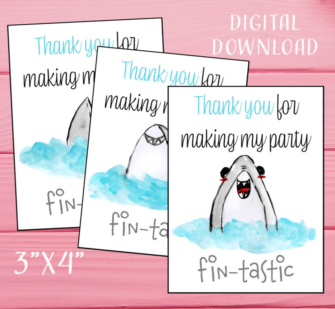 Shark Gift Tags Digital Shark Favor Tags Printable Shark | Etsy