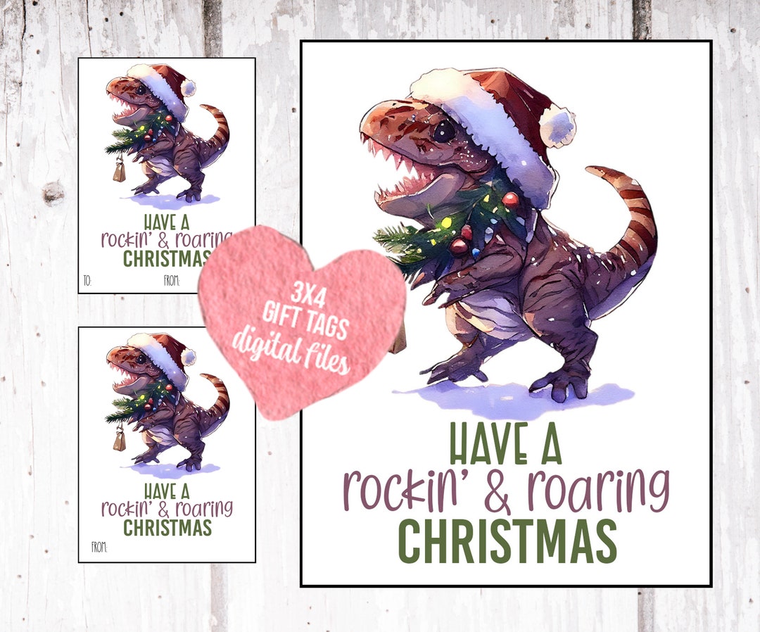 Dinosaur Gift Tag Printable, Christmas Gifts for Boys, T Rex Gift Tags ...