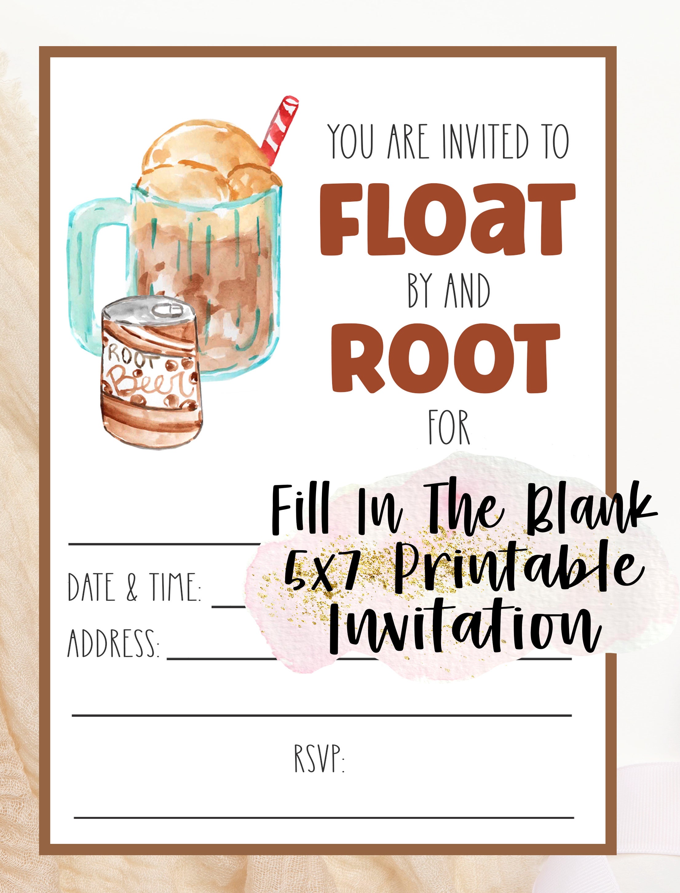 Root Beer Float Party Invitation Printable, Root Beer Graduation Party ...